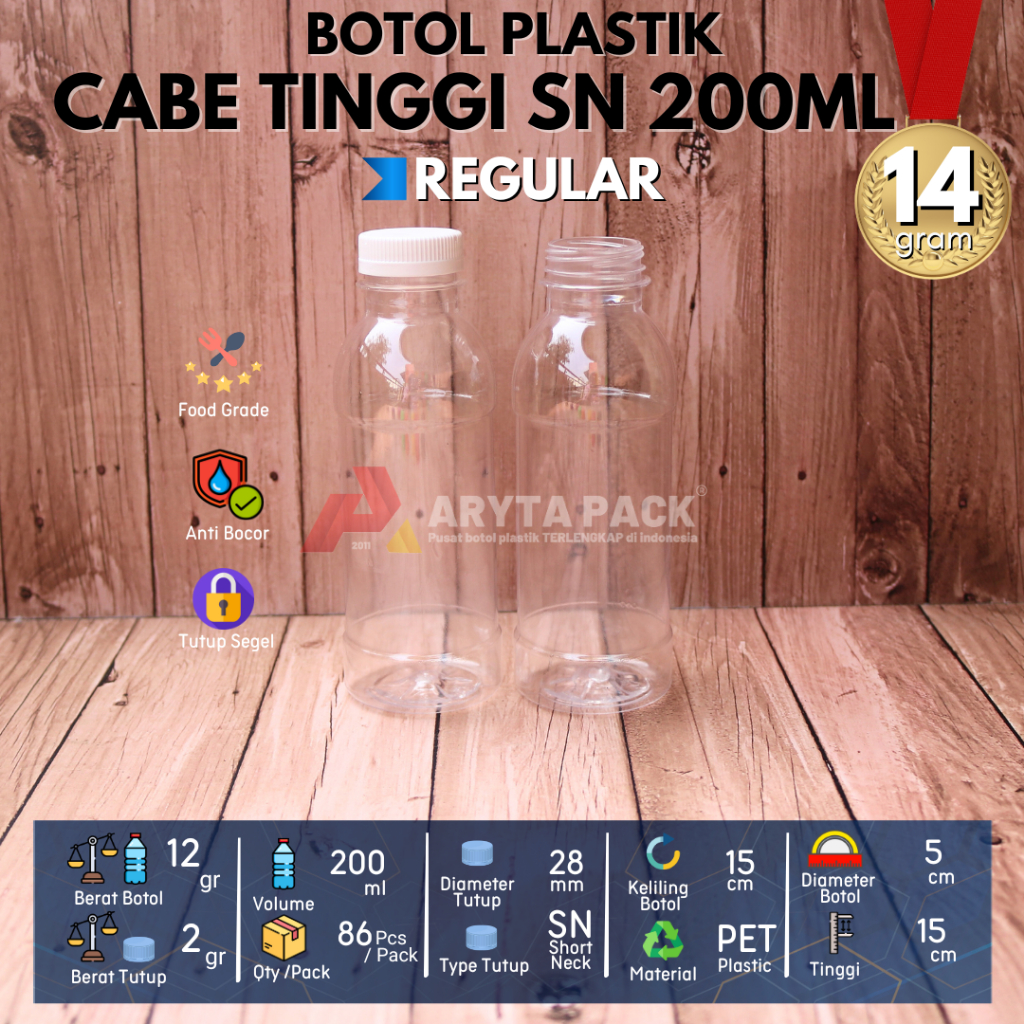 Jual Botol plastik PET 200ml cabe tinggi minuman mineral jus susu kopi ...