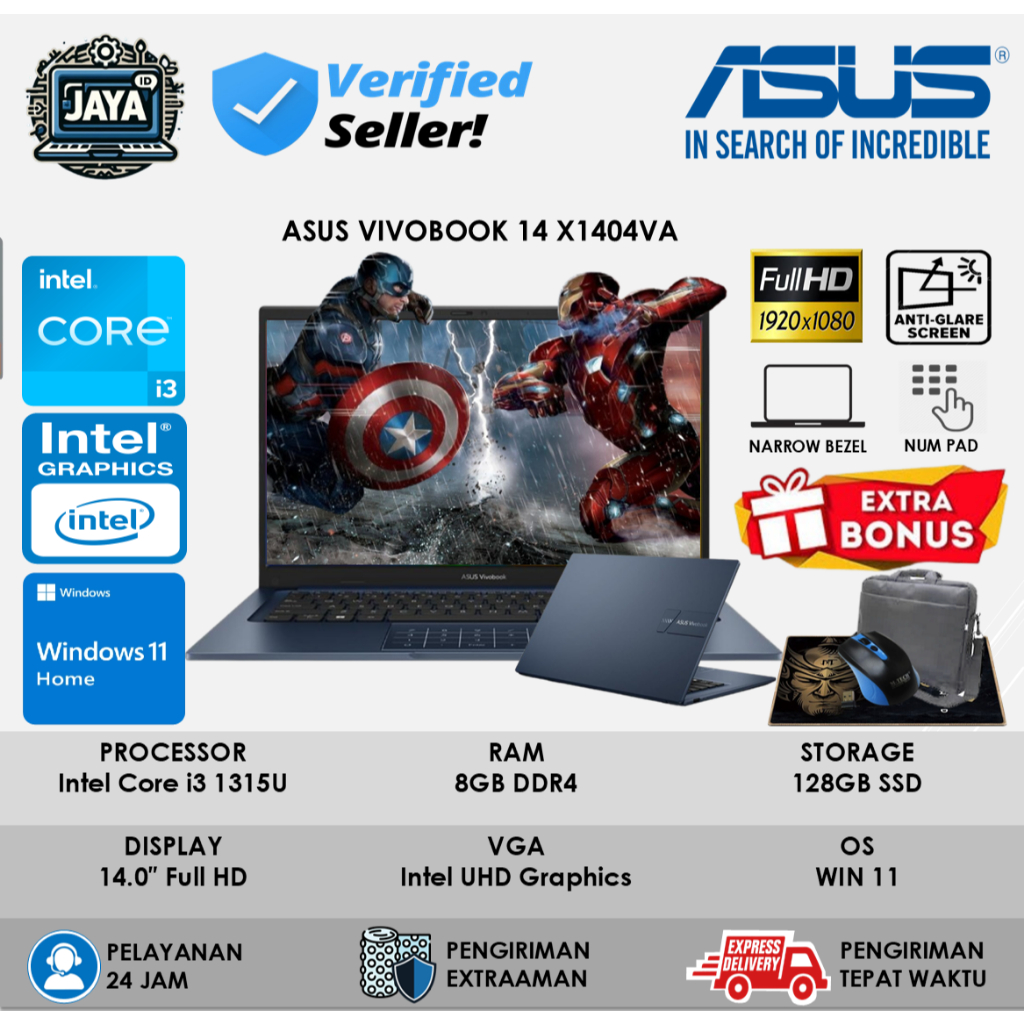 Jual Asus Vivobook 14 X1404VA Intel Core I3 1315U Ram 24GB 1TB Ssd Full HD NumPad Win11 Quiet ...