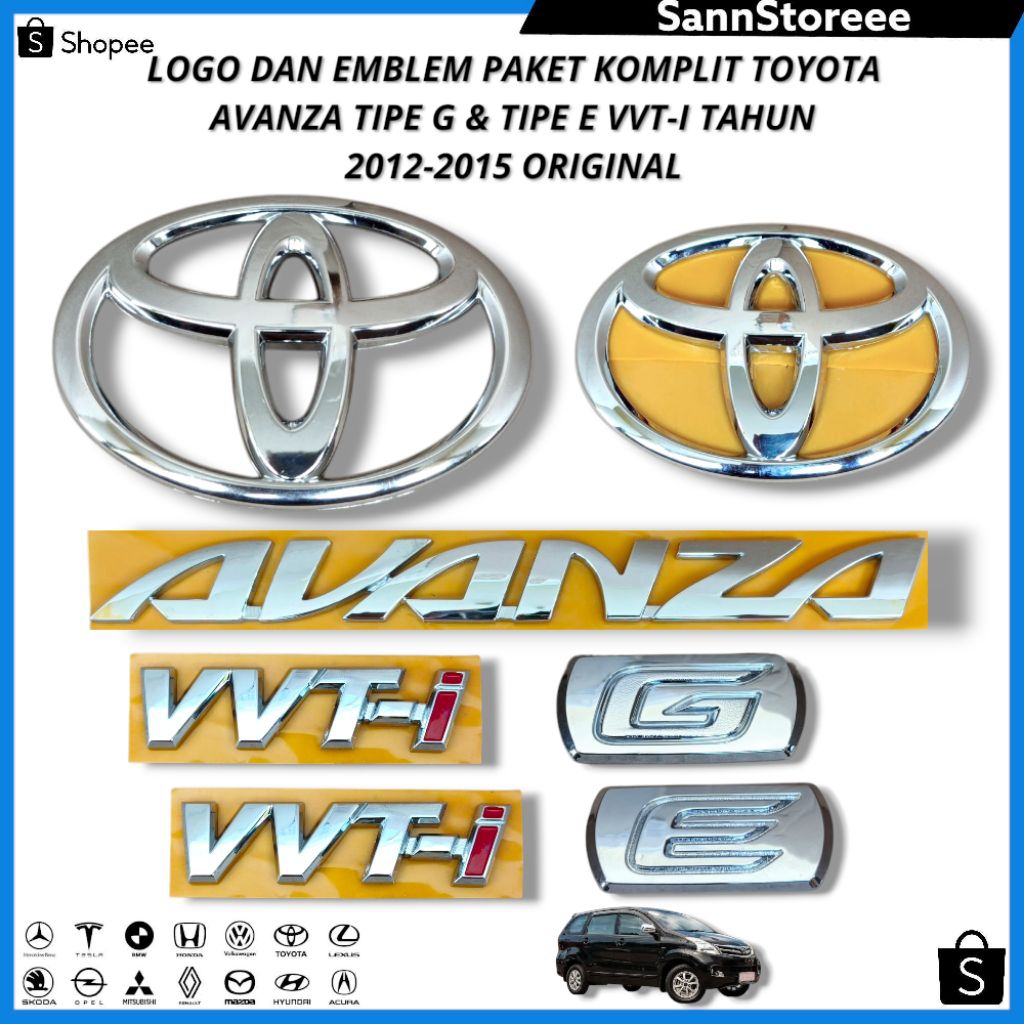 Jual Logo Emblem Paket Komplit Toyota Avanza 2012-2015 Chrome Original ...
