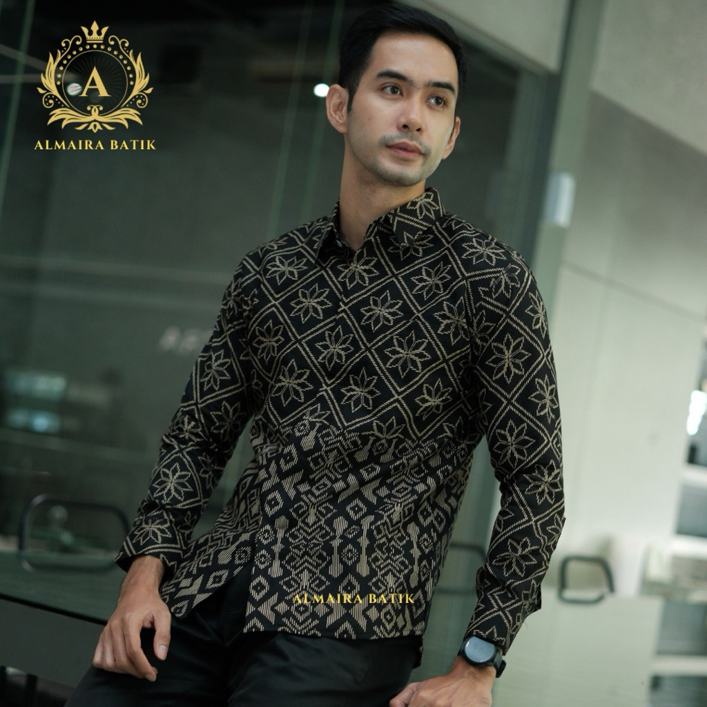 Jual ALMAIRA BATIK Ghatan Hitam Kemeja Batik Pria Slimfit Lapis Furing ...