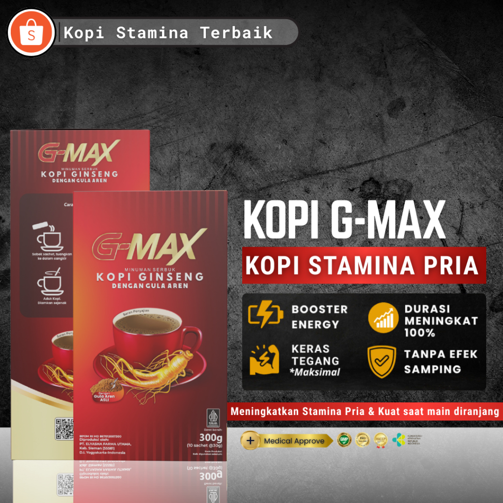Jual Kopi G-MAX Original Minuman Kopi Ginseng Asli 1 Box Isi 10 Sachet ...