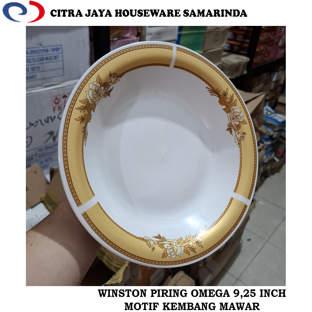 Jual Piring Omega Keramik 9,25 Inch Gold Motif Kembang Mawar WINSTON (1 ...