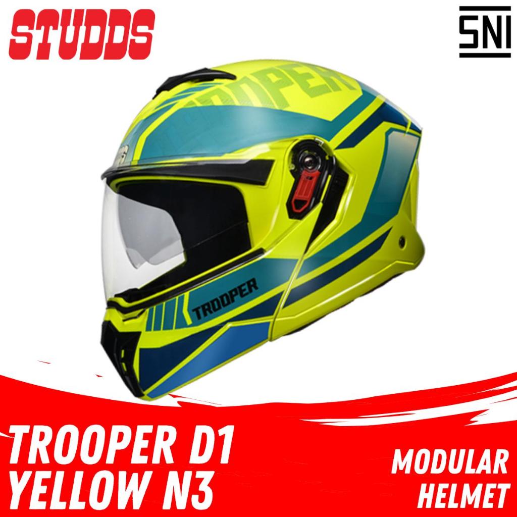 Jual STUDDS TROOPER D1 Yellow N3 - Helm Modular Flip Up Double Visor ...
