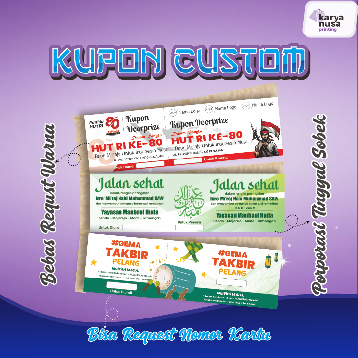 Jual Kupon Doorprize Kupon Jalan Sehat & Voucher Segala Event - Premium ...