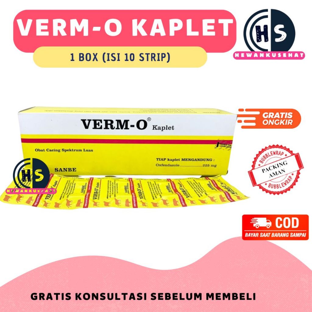 Jual VERM-O KAPLET 1 BOX (10 STRIP @10 KAPLET) - Obat Cacing Kambing ...