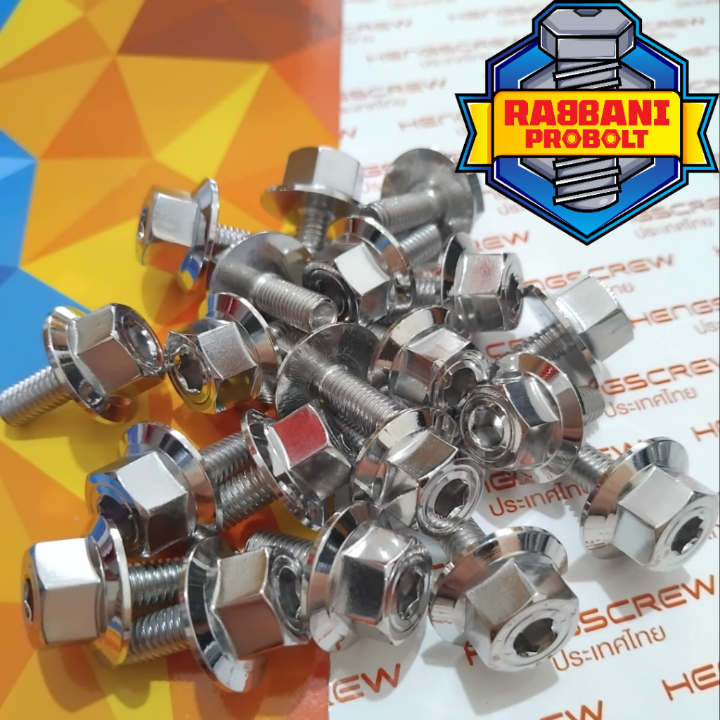 Jual BAUT PROBOLT BAUT M6X15 BIG HEAD MODEL HEXAGON STAINLESS CHROME ...