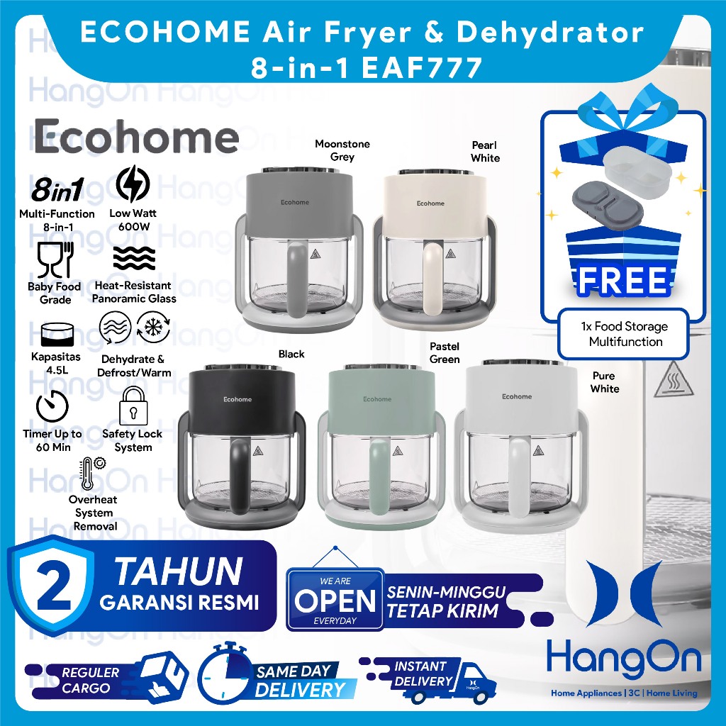 Jual ECOHOME EAF777 Air Fryer & Dehydrator 8-in-1 4.5L Capacity with ...