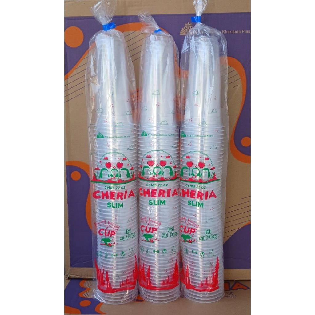 Jual Cup Plastik Bening CHERIA CUP SLIM Series 22oz – Gelas Minuman 1 ...
