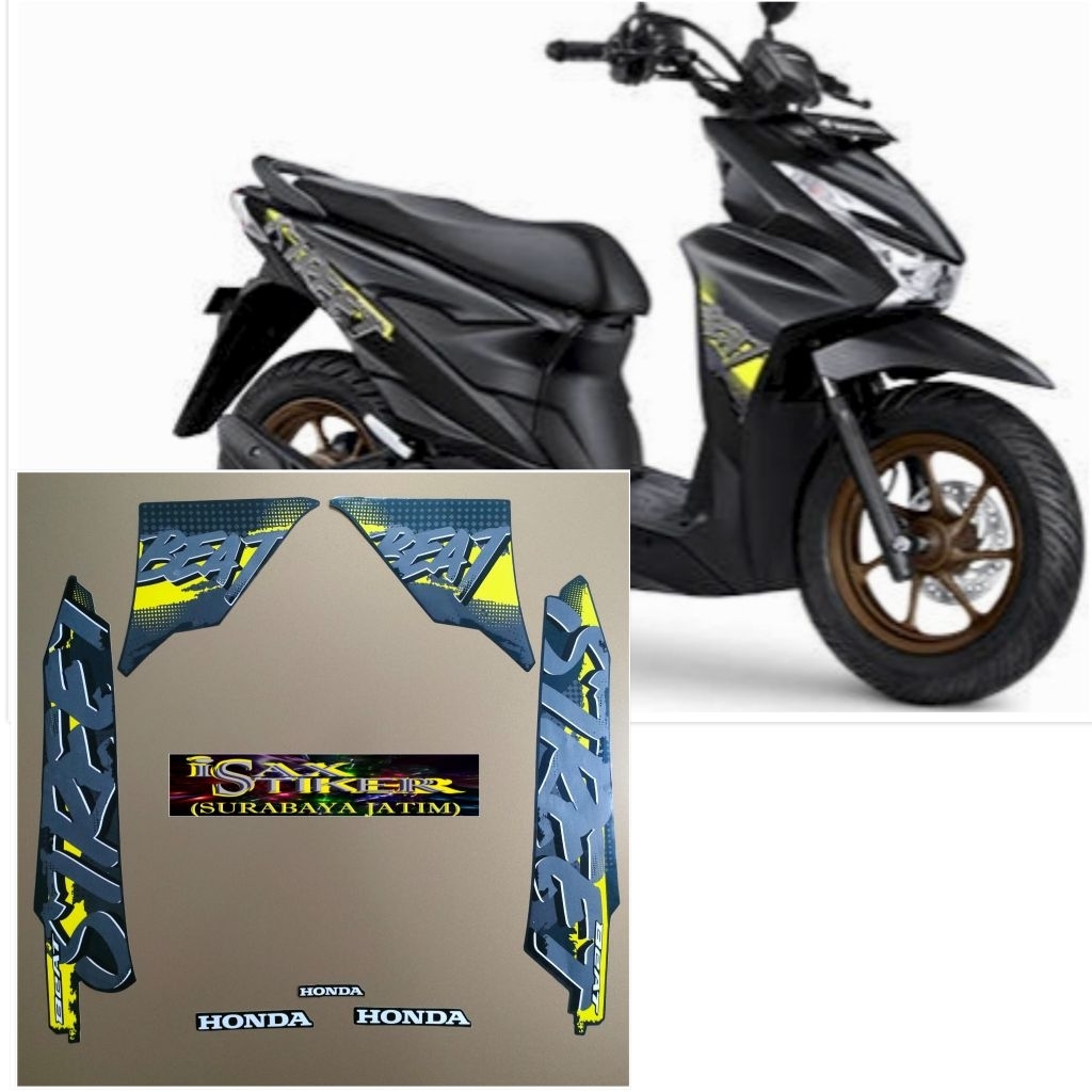 Jual Striping Original Honda Beat Street Hitam Lis hijau kuning tahun ...