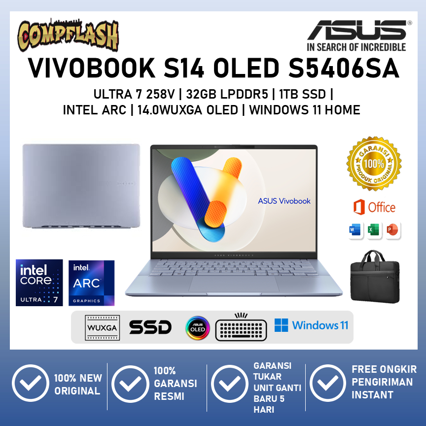 Jual ASUS VIVOBOOK S14 OLED S5406SA INTEL ULTRA 7 258V 32GB 1TB SSD ...