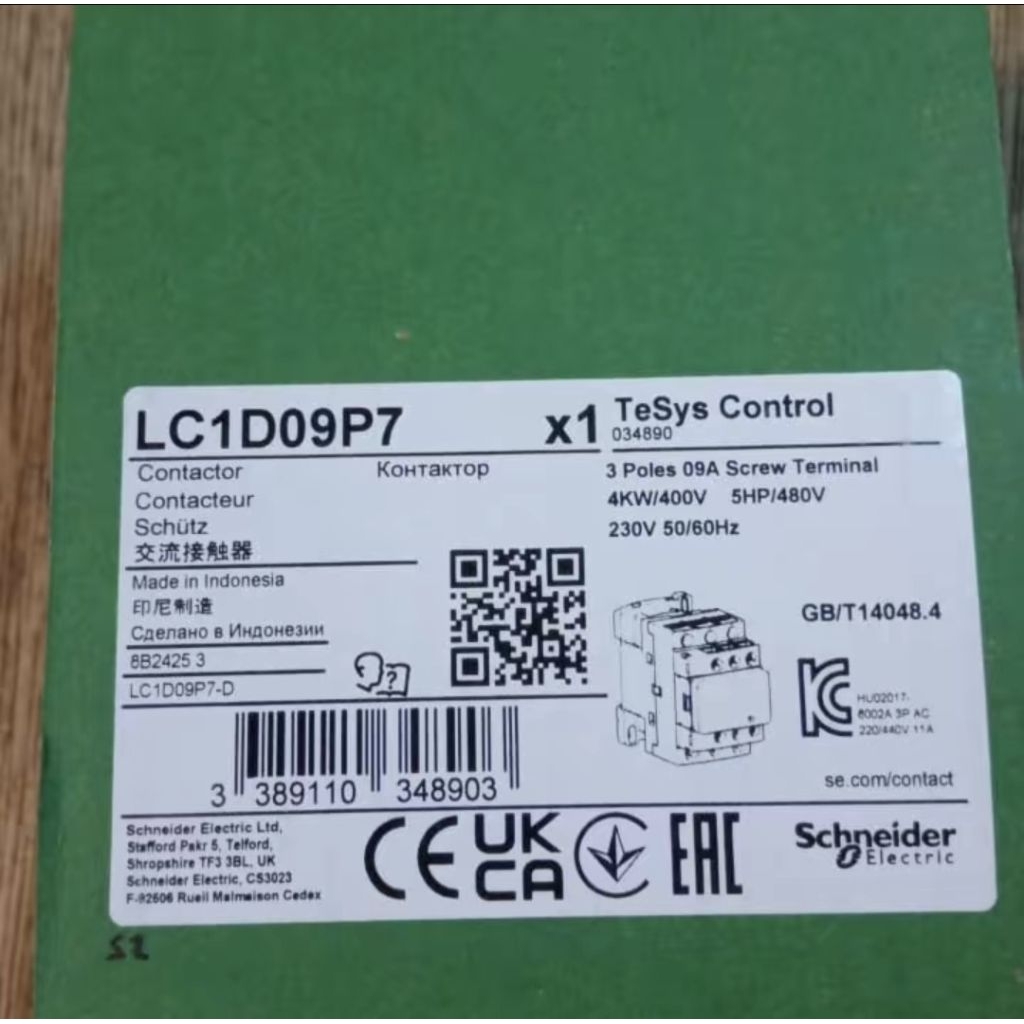 Jual Kontaktor LC1D09P7 230 VAC Contactor LC1D09 P7 230 Volt Schneider ...