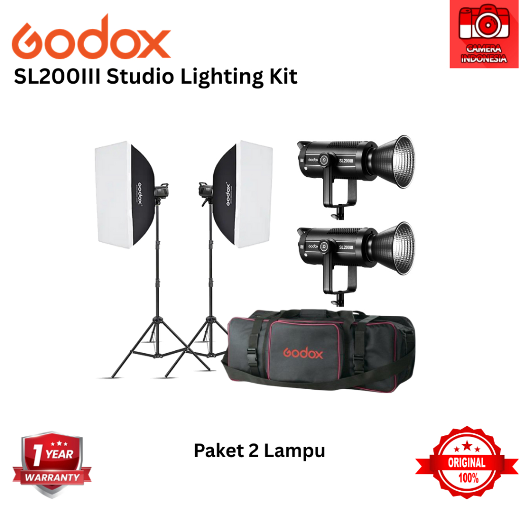 Jual Godox SL200III Studio Lighting Kit Paket 2 Lampu LED Video Light ...