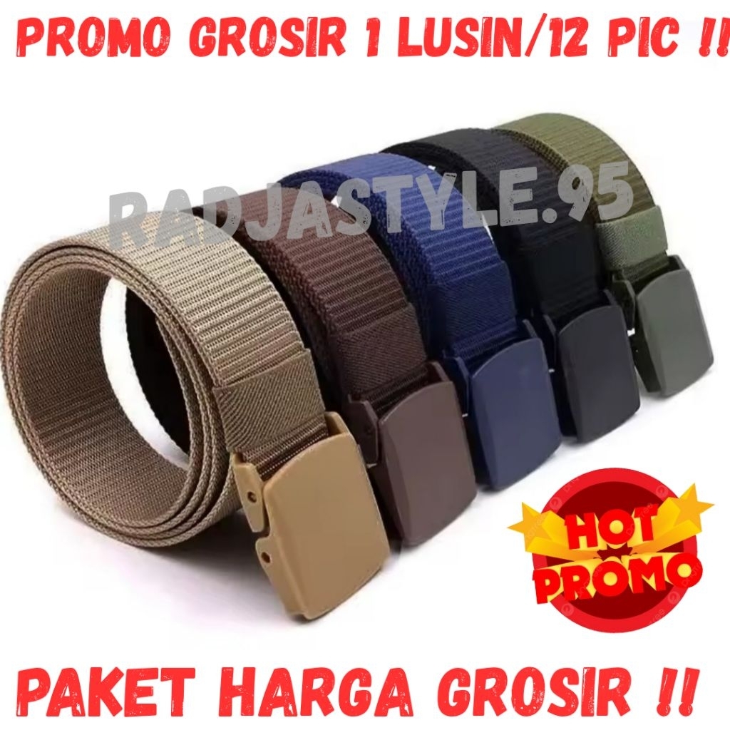 Jual PAKET GROSIRAN- 12 PIC/1LUSIN sabuk nilon kanvas tactical ANTI X ...