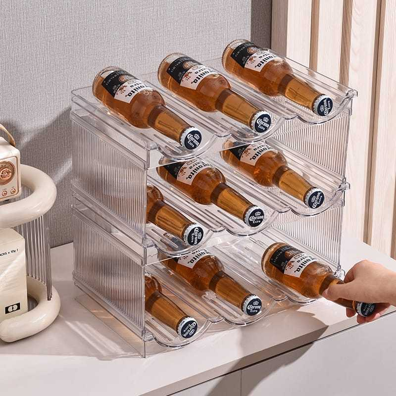 Jual Rak Botol Minuman Susun Transparan Bottle Holder Organizer Storage ...