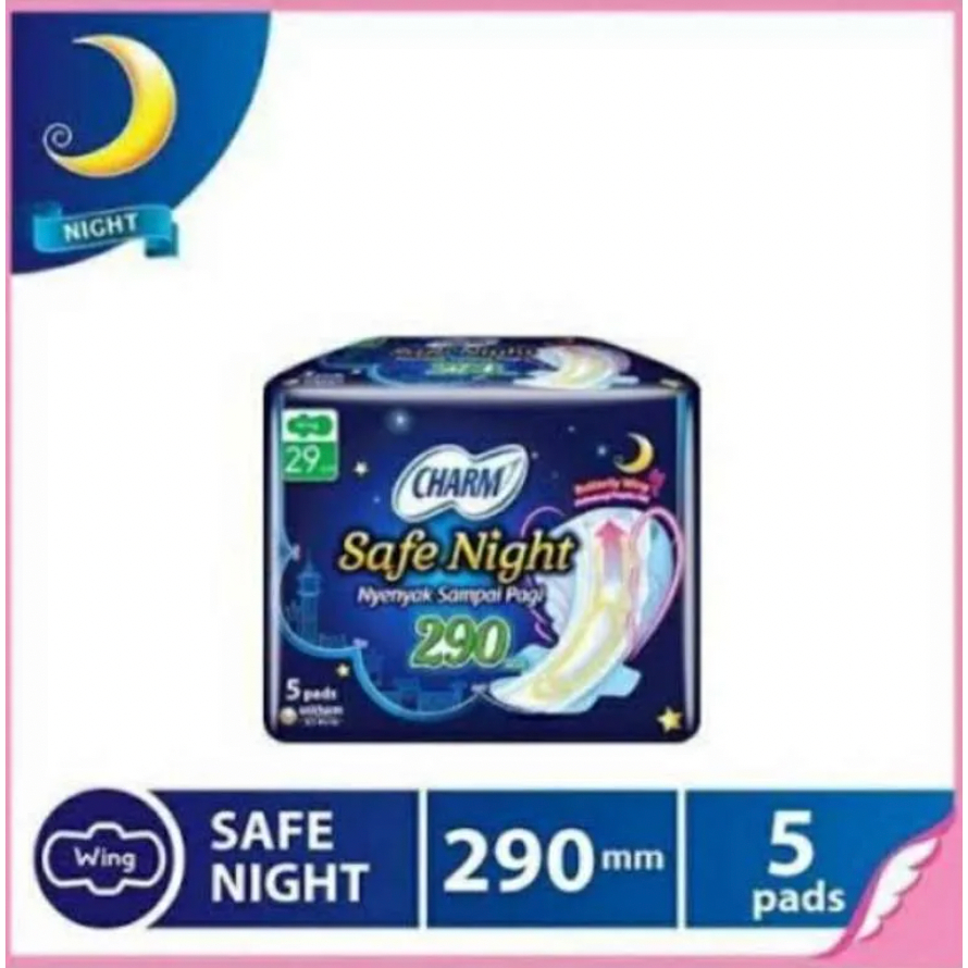 Jual SOFTEX/PEMBALUT CHARM SAFE NIGHT WING 29 ISI 5 | Shopee Indonesia