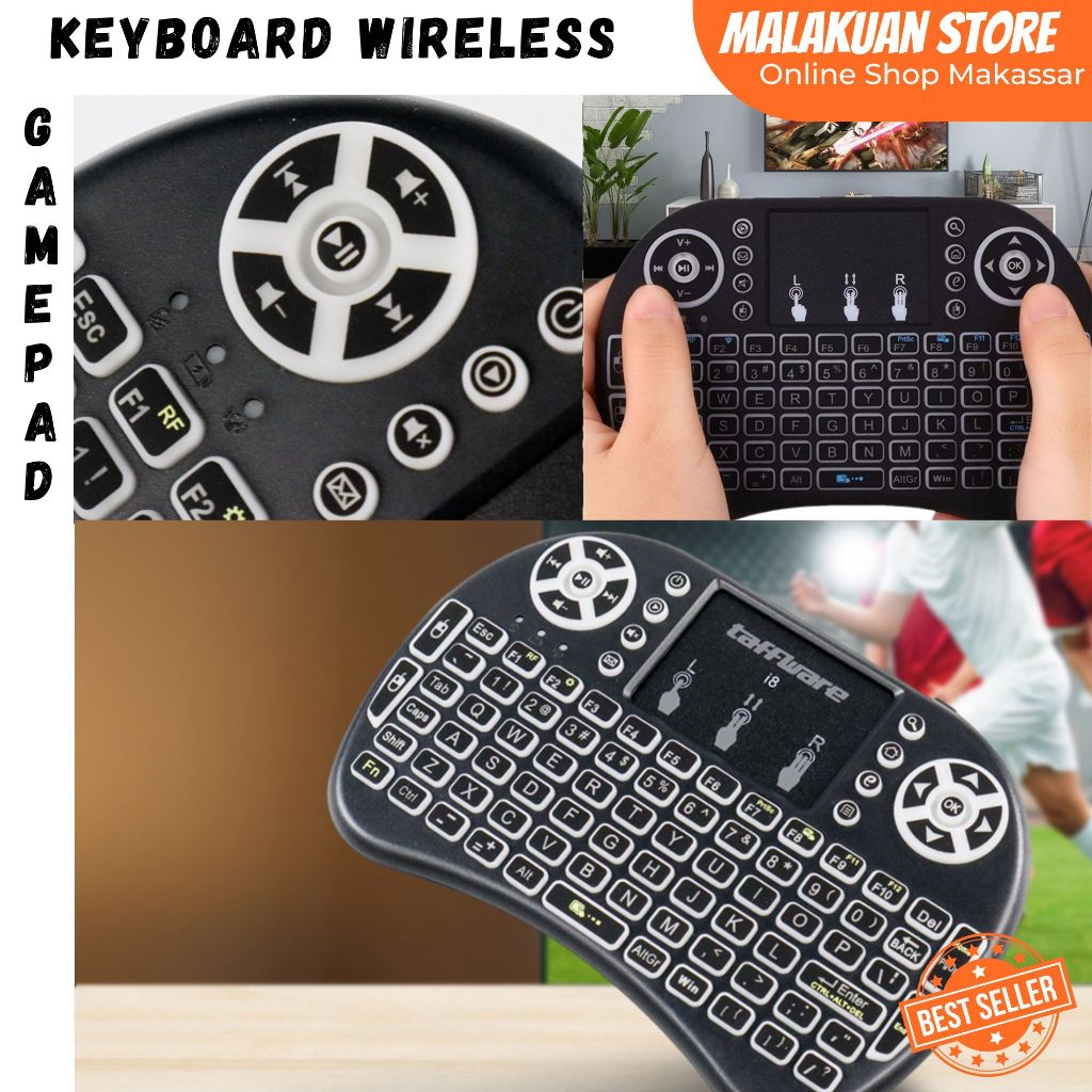 Jual Keyboard Wireless Mini 2.4GHz RGB with Touchpad Air Mouse Taffware ...