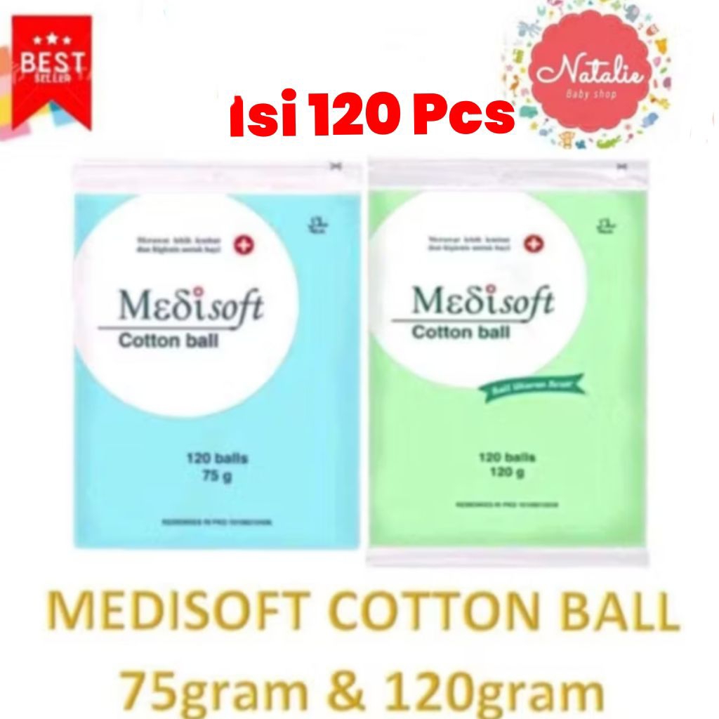 Jual MEDISOFT Kapas Bulat Biru dan Hijau 120 PCS | Shopee Indonesia