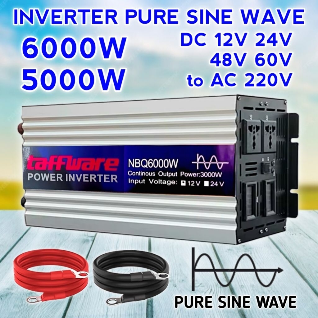 Jual Power Inverter DC ke AC 6000W Pure Sine Wave DC 12V 24V 48V 60V to AC 220V 6000 Watt ...