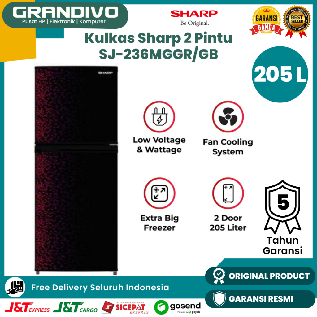 Jual SHARP Kulkas 2 Pintu 205 Liter Tanpa Bunga Es Low Watt Ice Twist ...