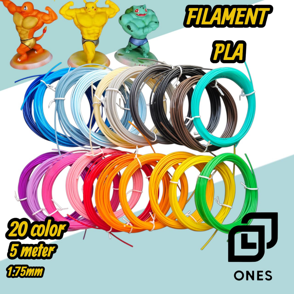 Jual Filament 3D pen / printer PLA 20 warna Filament printing PLA ...