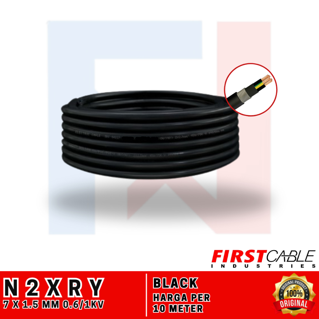 Jual KABEL N2XRY (Cu/XLPE/PVC/SWA/PVC) 7 x 1.5 mm 0,6/1kV Black FIRST CABLE - 10 Meter | Shopee ...