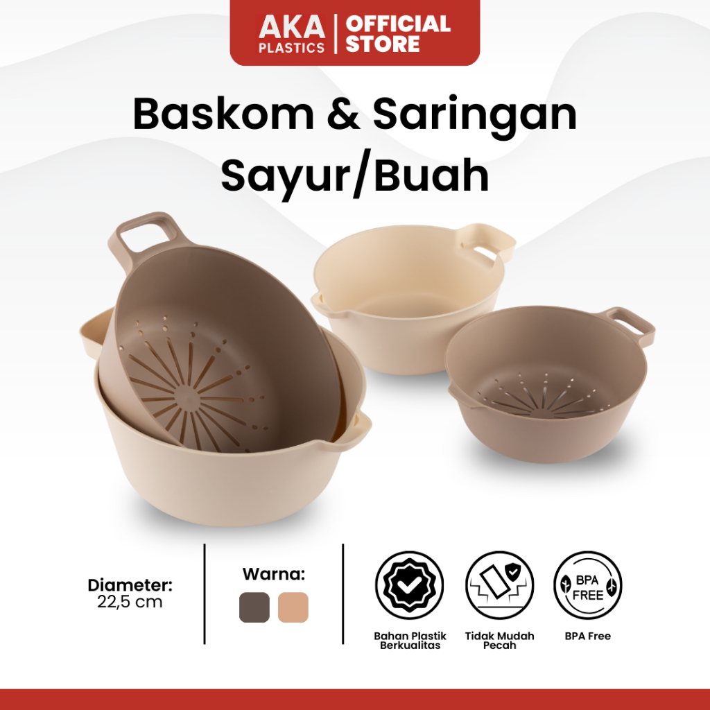 Jual AKA Plastics Baskom 2in1 dengan Saringan – Anti Pecah, Tebal ...
