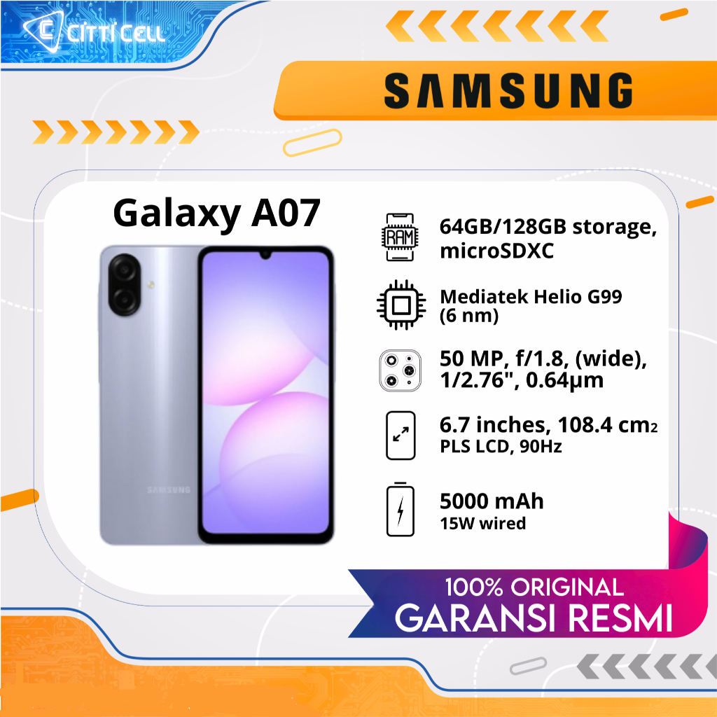 Jual Samsung Galaxy A07 | 4GB/64GB 4GB/128GB 6GB/128GB 8GB/256GB | Baru - Garansi Resmi | Shopee ...
