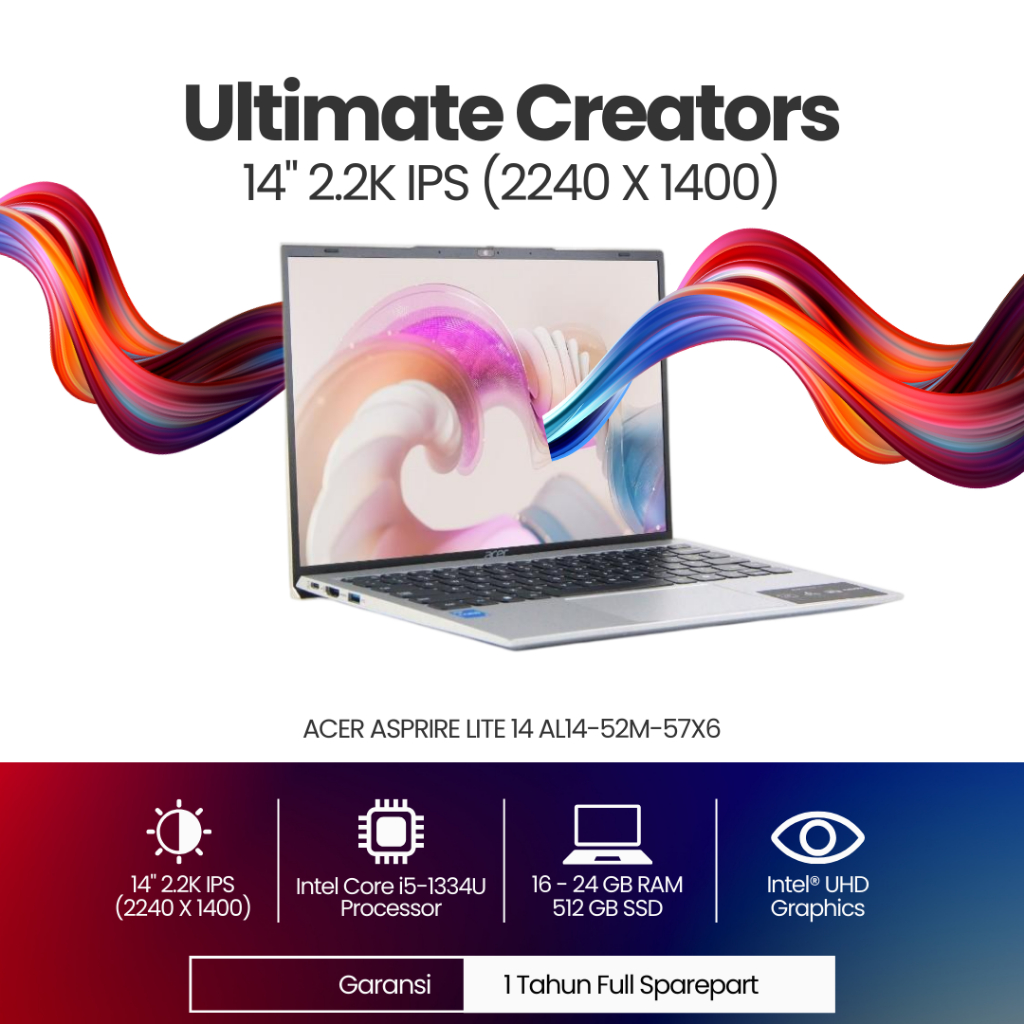 Jual Laptop Acer 2.2K IPS Layar Super Jernih Terbaru - Core I5-1334U ...