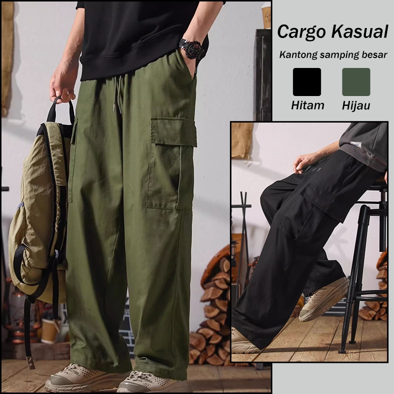 Jual celana cargo panjang pria celana gombrong pria Chinos baggy pants pria korean style jumbo ...