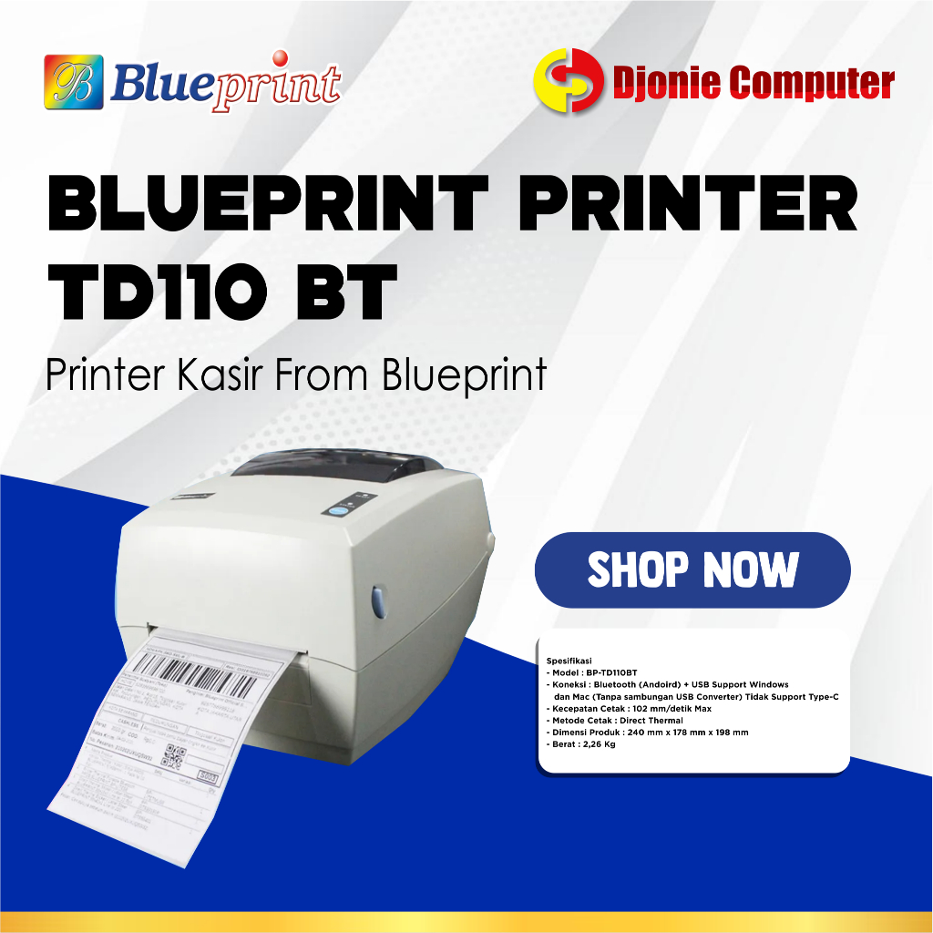 Jual Blueprint Printer Barcode TD110BT | Shopee Indonesia