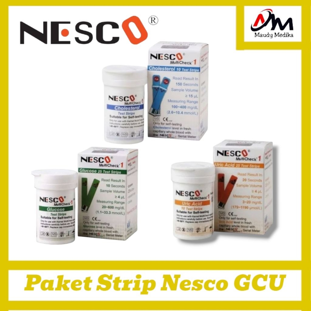 Jual Paket Strip Nesco Nesco Gula Asam Urat Kolesterol Strip Nesco GCU | Shopee Indonesia