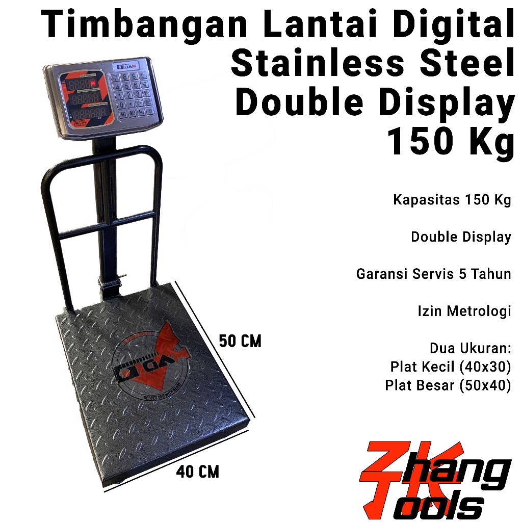 Jual TIMBANGAN BARANG LANTAI DIGITAL 150 Kg Stainless Steel Dual Display GIGAN | Shopee Indonesia