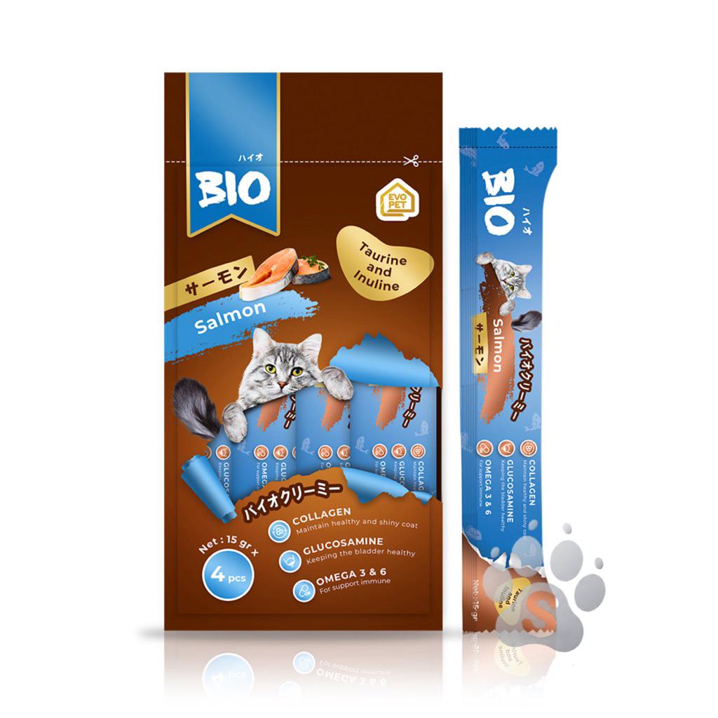 Jual BIO CREAMY CAT TREAT 60 GR / SNACK CREAMY (15 GR x 4 PCS) | Shopee ...