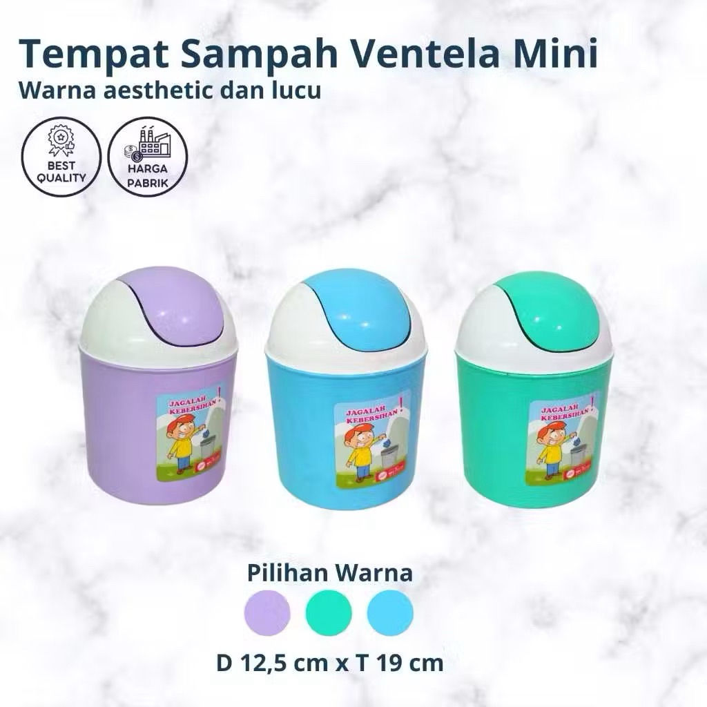 Jual AS - Tempat Sampah Plastik Bulat Mini Ventela / Tong Sampah Mini ...