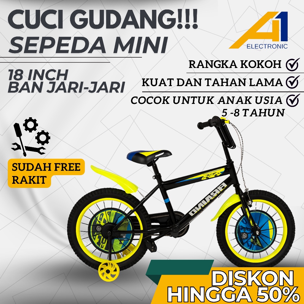 Jual [Cuci Gudang] Sepeda Mini Anak laki-laki Erminio 18 Inci Velg Jari ...