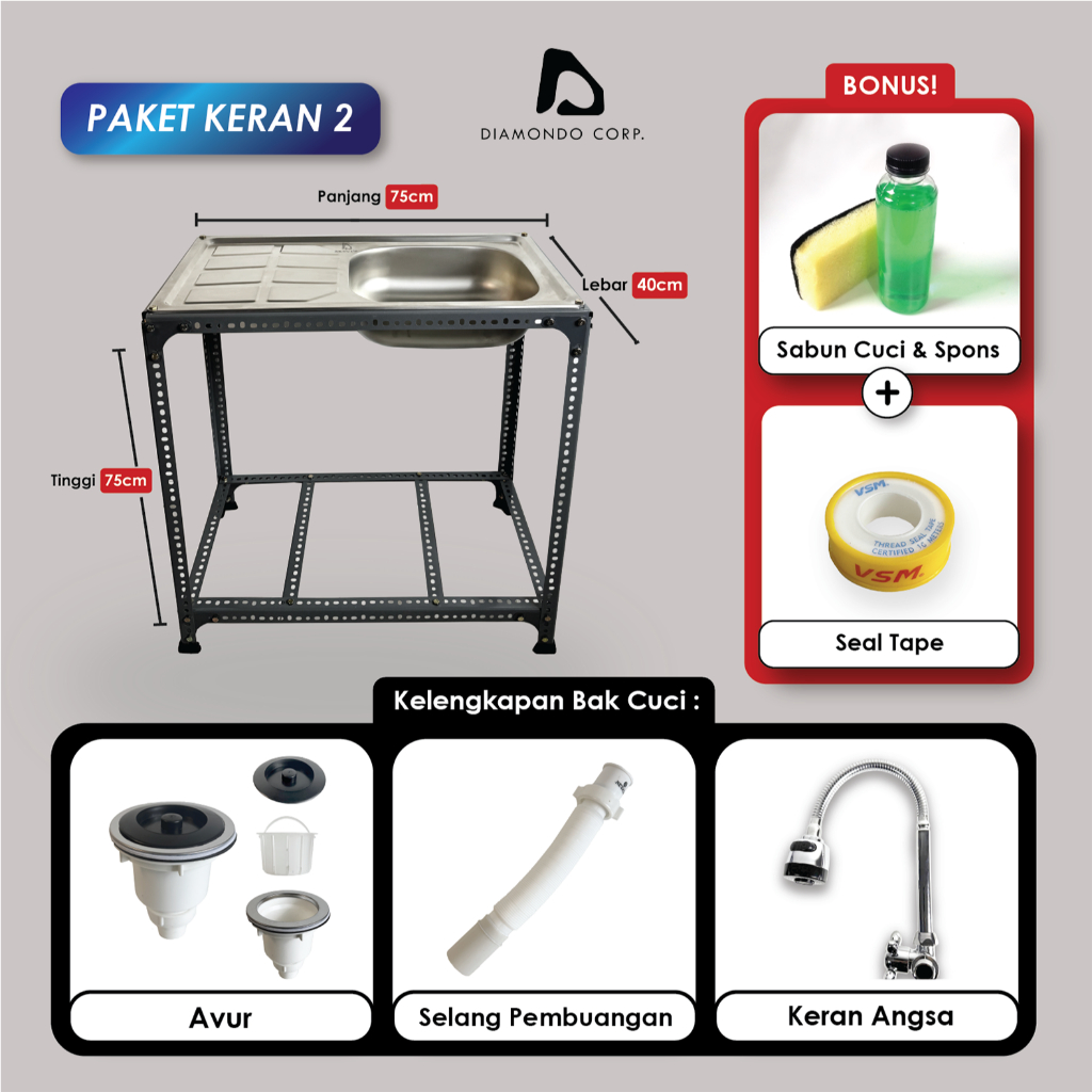 Jual DIAMONDO Bak Cuci Piring Portabel Full Set Lengkap Wastafel ...