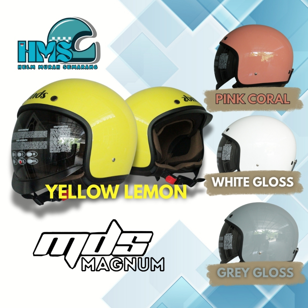 Jual HELM MDS MAGNUM RETRO CLASSIC SOLID ALL VARIAN WARNA HALF FACE ...
