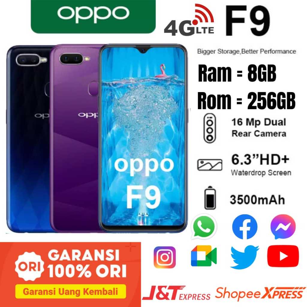 Jual OPPO F9 RAM 8 GB Internal 256 GB Garansi Toko 1 TAHUN | Shopee ...
