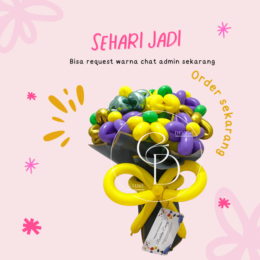 Jual Buket Balon Bunga Daisy Tambahan Wrapping / Flower Buket Balon ...