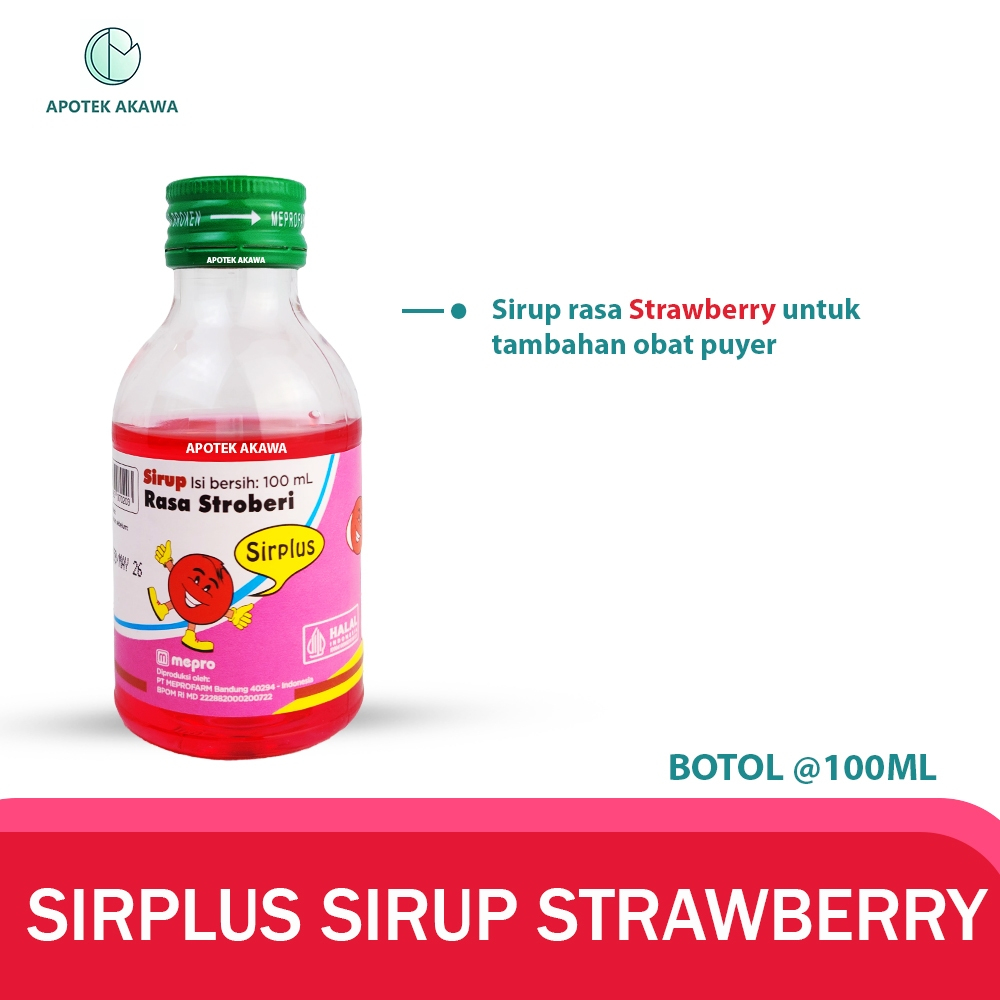 Jual SIRPLUS SIRUP STRAWBERRY 100 ML/SIRUP PEMANIS OBAT PUYER/ APOTEK ...