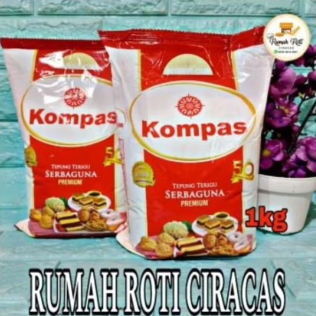 Jual KOMPAS TEPUNG TERIGU SERBAGUNA 1KG PREMIUM CAKE ROTI BREAD FLOUR ...
