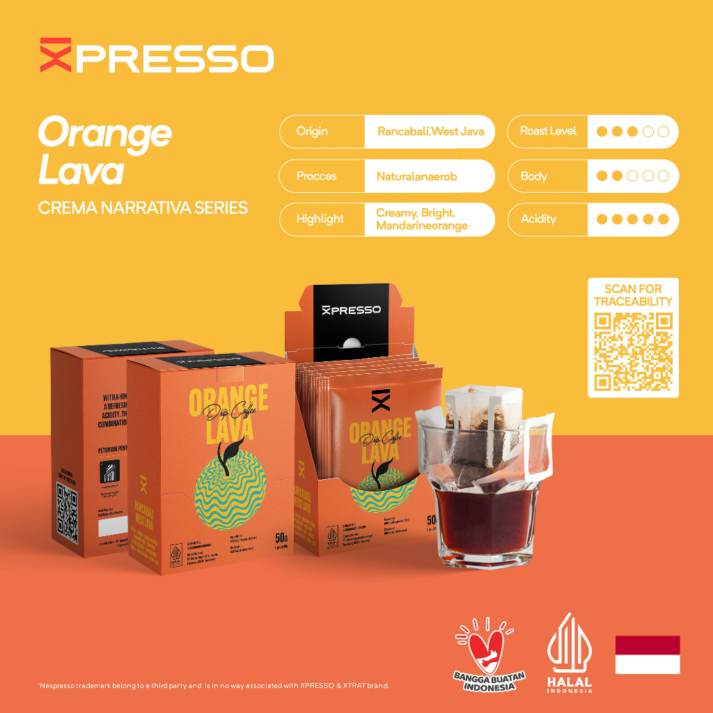 Jual XPRESSO Drip Bag Coffee - Java Orange Lava - Kopi Drip 5 Pcs ...