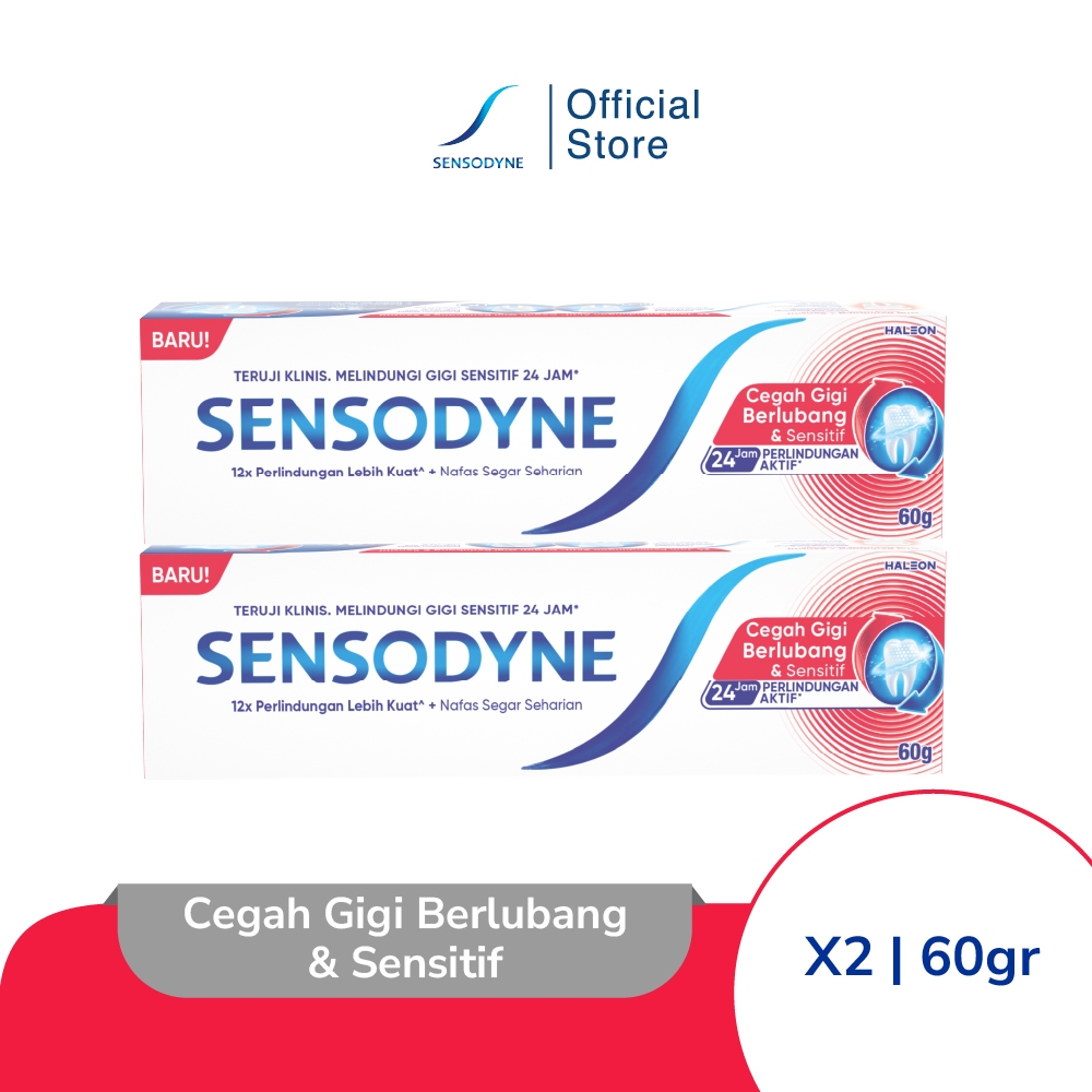 Jual Sensodyne Toothpaste Pasta Gigi Cegah Gigi Berlubang & Sensitif 2x60gr [TWINPACK] | Shopee ...