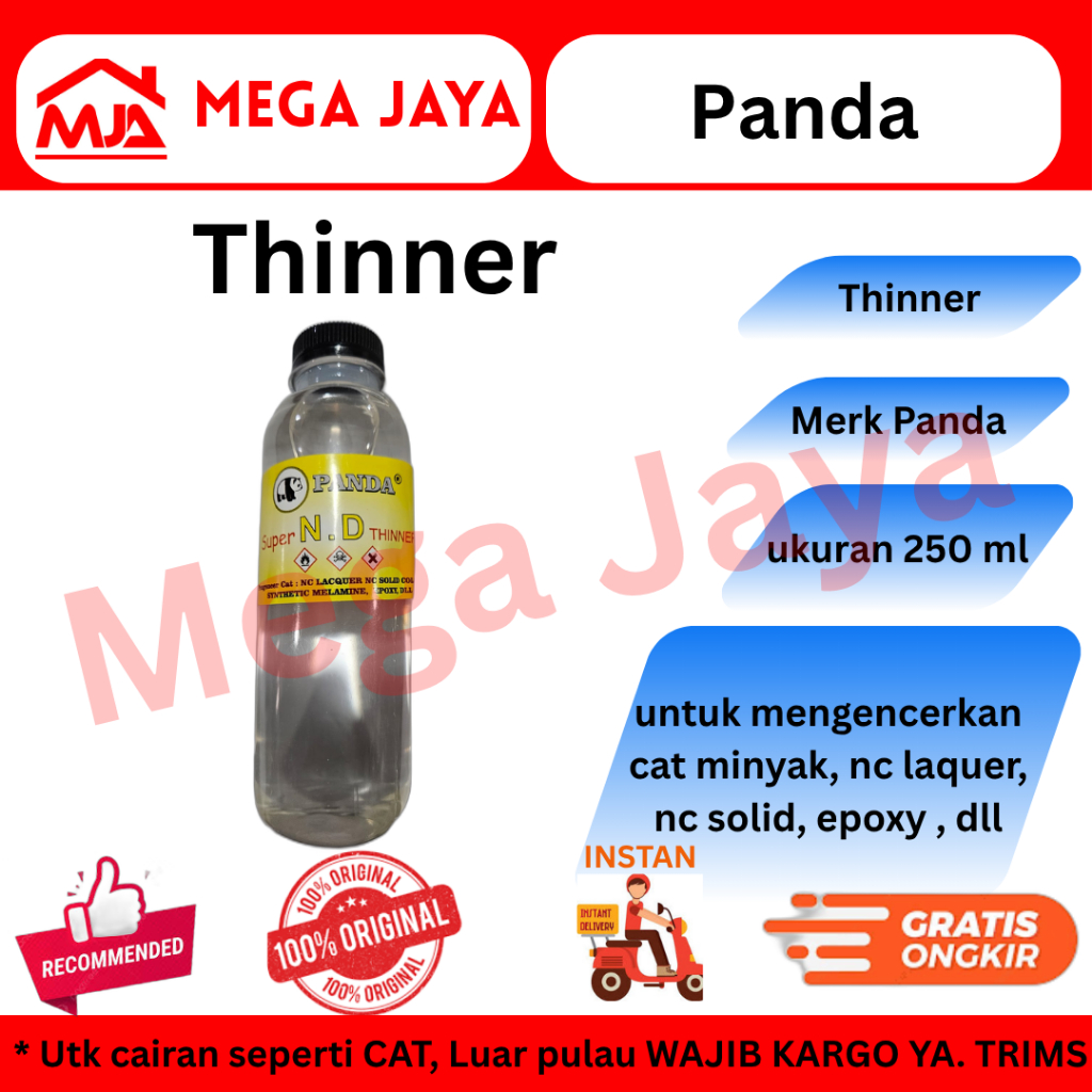 Jual thinner panda 250 ml pengencer cat minyak solid epoxy | Shopee ...
