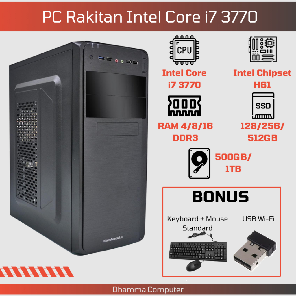 Jual PC Rakitan Paket CPU Komputer Kantor Intel Core i7 3770 SSD HD Intel i7 Gen 3 | Shopee ...
