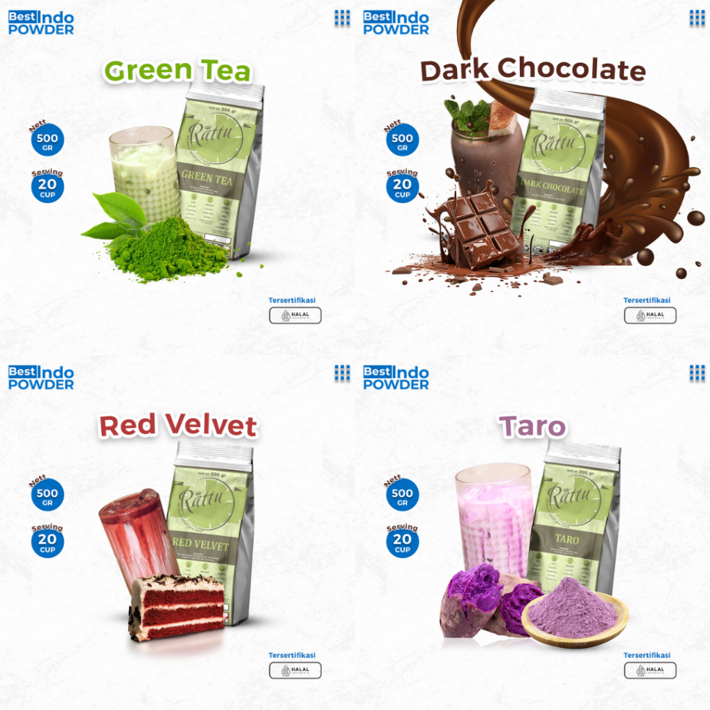 Jual Rattu Beverage Greentea / Red Velvet / Alpukat / Taro / Coklat ...