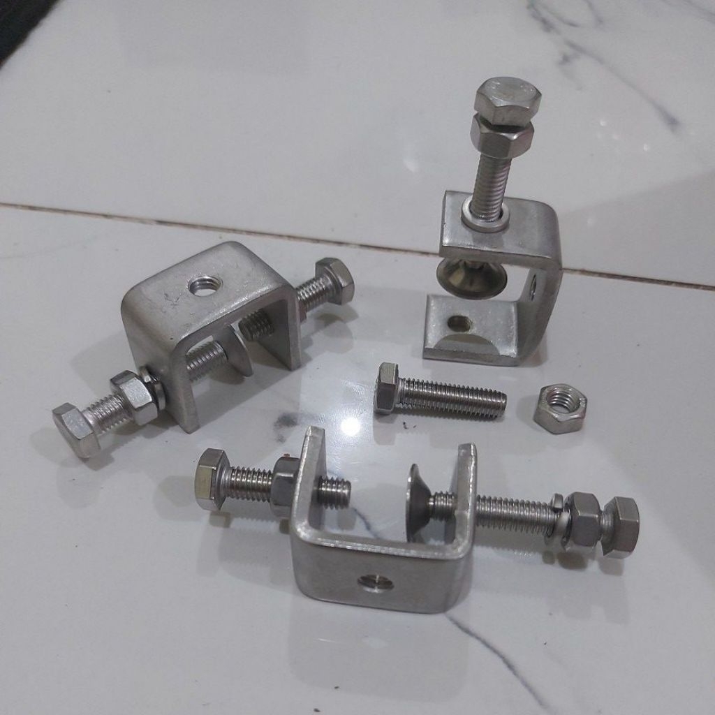 Jual C Clamp Steinless Steel SS304 C Clamp 1 Set Baut dan Mur | Shopee ...