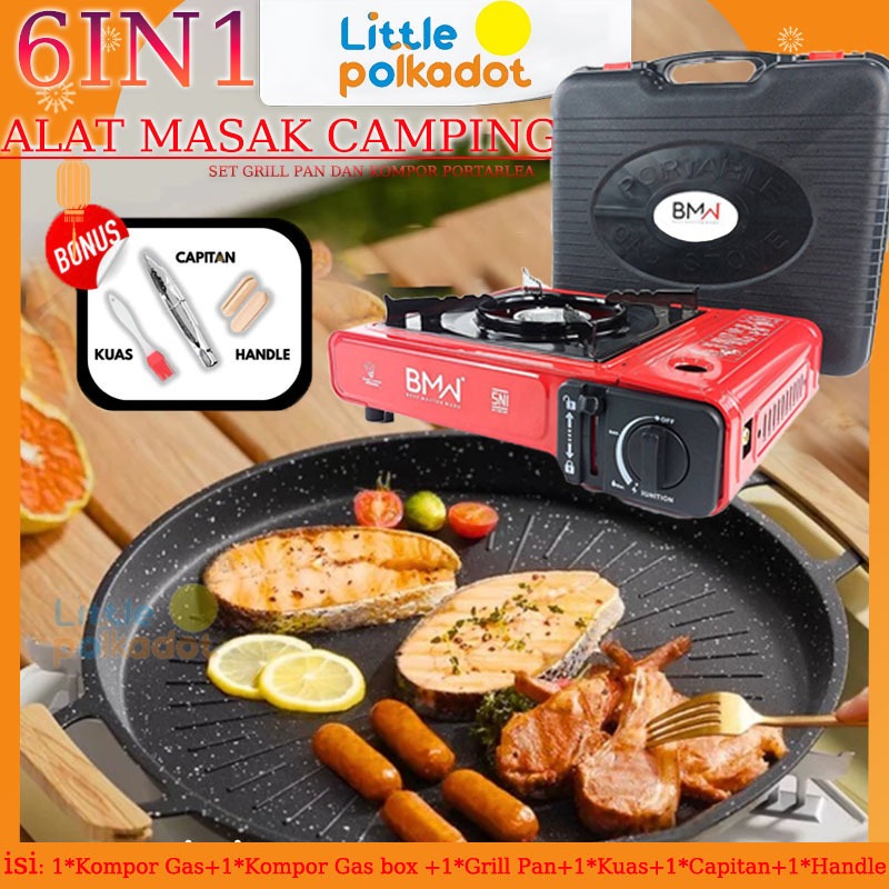 Jual 【Littlepolkadot】Set Grill Pan Dan Kompor Portablea Alat Panggangan ...