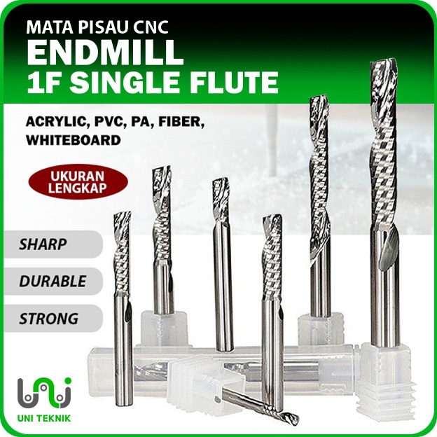 Jual ENDMILL CNC 1 FLUTE ACRYLIC Mata CNC untuk Akrilik Kayu PVC Single ...