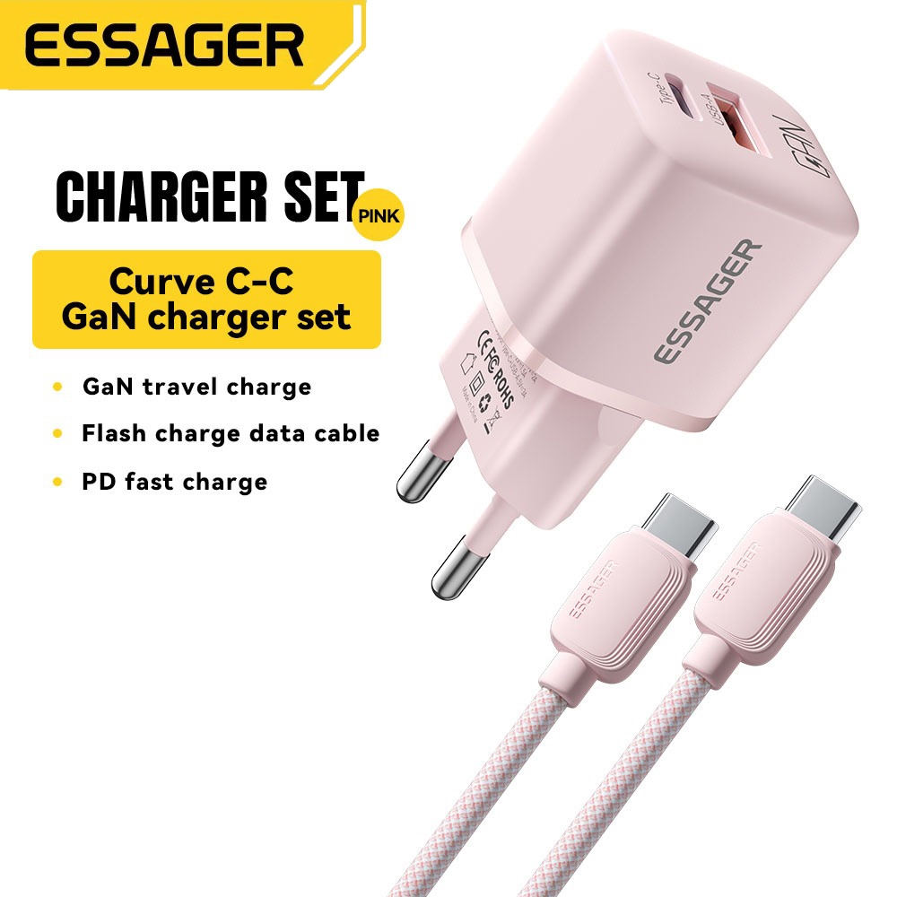 Jual Essager Charger GaN Set 20W With Cable Kabel USB C To Type C 7A PD ...